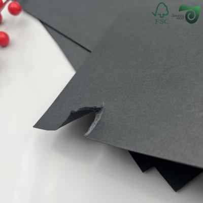 China FSC 400gsm Black Cardboard Sheet Solid Black Liner Paper For Gift Boxes Shoe Boxes Packaging for sale