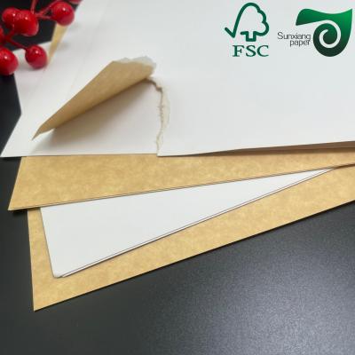 China FSC Certified 325gsm Food Grade Kraft Paper White Coated Front  Brown Back  Virgin Pulp for sale