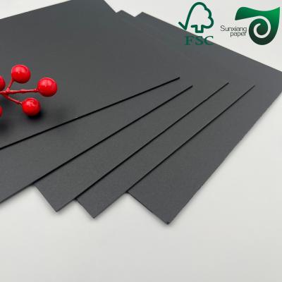 China FSC Solid Black Book Binding Board 350gsm Uncoated Black Paper For Bags Book Covers for sale