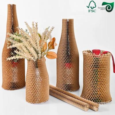 China FSC 80gsm Brown Honeycomb Paper Wrap Eco Cushion For E Commerce Fragile Items for sale