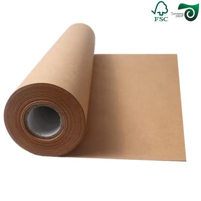 China Eco Friendly 200gsm Unbleached Striped Kraft Paper Rolls For Flower Packaging for sale