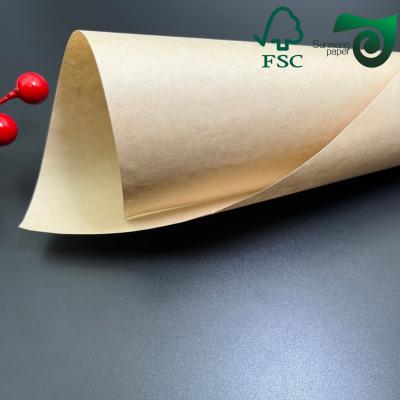 China FSC Certified 45gsm One Side Glossy MG Brown Kraft Paper Food Grade Wrapping Packaging for sale