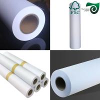 China FSC Uncoated Plain Plotter Paper Rolls For Garment Factory  62