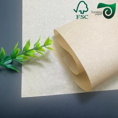 China FSC 50gsm One Side Glossy MG Brown Kraft Paper Food Grade Wrapping Packaging Solution for sale