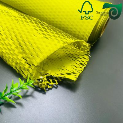 China FSC Honeycomb Paper Wrap 50gsm 80gsm Yellow Brown Eco Cushion For E Commerce Logistics for sale