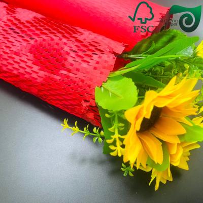 China FSC 100gsm RED White  Honeycomb Paper Wrap Eco Cushion For E Commerce Fragile Items for sale