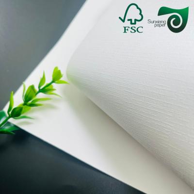 China FSC 200GSM Cloth Texture Embossed White Cardpaper Premium Specialty Paper For Luxury Gift Box for sale