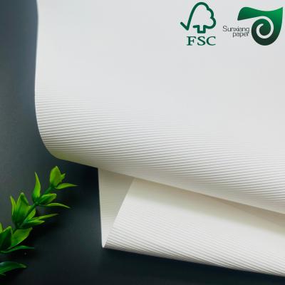 China FSC 120GSM Striped Embossed White Kraft Paper Premium Material For Cosmetic Boxes for sale