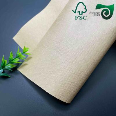 China 60gsm 70gsm FSC Brown Single Sided Coated Ribbed Kraft Paper For Food Wrap Bags for sale