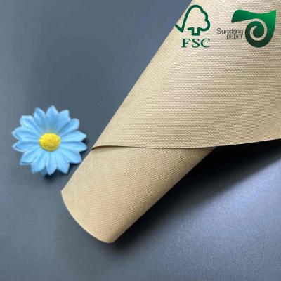 China 50g 60g  MG Single Side Ribbed Pure Brown Virgin Kraft Paper Food Grade For Packaging for sale