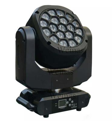 China 15W*19PCS LED Bee Eye Moving Head Light RGBW Color Mixing Front Lens Rotating Stage Effect for sale