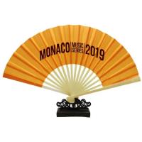 China Big Clack Large Polyester Satin Bamboo Custom Hand Fan Rainbow Gay Pride 33Cm for sale