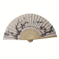 China Sublimation Blanks Folded Polyester Bamboo Fans Bamboo Fabric Folding Hand Fan Clacking Folding Hand Fan for sale