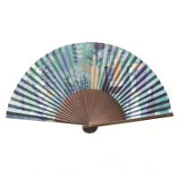 China Sublimation Blanks Folded Polyester Bamboo Fans Bamboo Fabric Folding Hand Fan Clacking Folding Hand Fan for sale