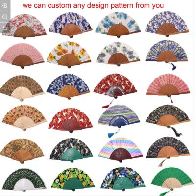 China Chinese PVC Bamboo Foldable Hand Fan for Home Restaurant Bar Hotel Wedding Super Markets Promotions for sale