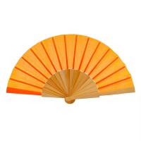 China Customized Big Folding Bamboo Hand Fan Fabric Logo Black Hand Held Fan Personalized Hand Fan for sale