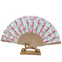 China Customized Big Folding Bamboo Hand Fan Fabric Logo Black Hand Held Fan Personalized Hand Fan for sale