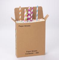 China Disposable Food Product 20cm Paper Straw with Custom Printed Biodegradable Design for sale