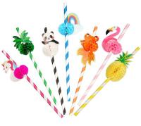 China 20cm Customized Colorful Drinking Paper Straws for Flexible Parties in Plain Design for sale