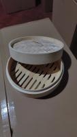 China Customized Logo Acceptable Bamboo Steamer Basket Food Grade Food Dumplings Steamers for sale