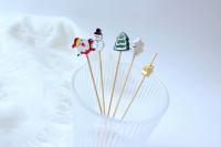 China Hot Sale Handmade Bamboo Cocktail Picks Fancy Colorful Rose Picks for Wedding for sale