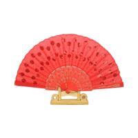 China Eco-Friendly Plastic Folding Hand Fan with ROMANCE Style for Promotional Activities in 21cm/23cm/26.5cm/33cm Sizes and 100 Pcs MOQ for sale