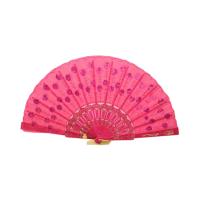 China Eco-Friendly Plastic Folding Hand Fan with ROMANCE Style for Promotional Activities in 21cm/23cm/26.5cm/33cm Sizes and 100 Pcs MOQ for sale