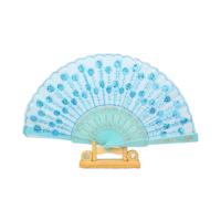 China Eco-Friendly Plastic Folding Hand Fan with ROMANCE Style for Promotional Activities in 21cm/23cm/26.5cm/33cm Sizes and 100 Pcs MOQ for sale