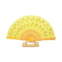 China Eco-Friendly Plastic Folding Hand Fan with ROMANCE Style for Promotional Activities in 21cm/23cm/26.5cm/33cm Sizes and 100 Pcs MOQ for sale