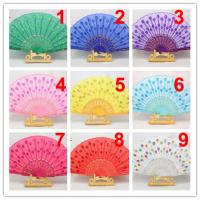 China Eco-Friendly Plastic Folding Hand Fan with ROMANCE Style for Promotional Activities in 21cm/23cm/26.5cm/33cm Sizes and 100 Pcs MOQ for sale