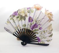 China Custom Printed 8 Inch Wooden Folding Hand Fan for Weddings and Promotional Events for sale