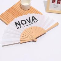 China Carved Wooden Hand Fan with Decorative Patterns for Party Advertising 8 inch /21*38cm for sale