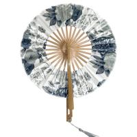 China Eco-Friendly Bamboo Hand Fan with Folk Art Design for Home Decoration and Promotional Gifts 21*38cm for sale