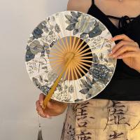China Eco-Friendly Bamboo Hand Fan with Folk Art Design for Home Decoration and Promotional Gifts 21*38cm for sale