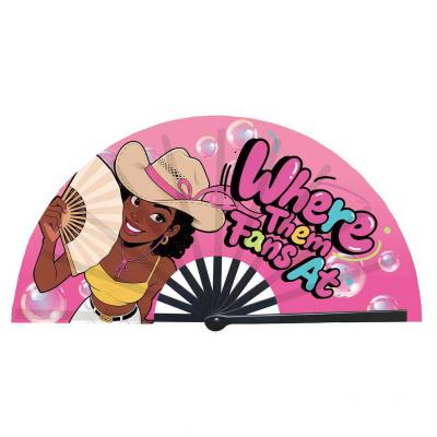 China Eco-Friendly Painted Portable Hand Fan with Customized Designs and Bamboo Material for sale