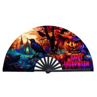 China Portable 13-Inch Painted Bamboo Hand Fan for Holiday Decoration and Home Decor for sale