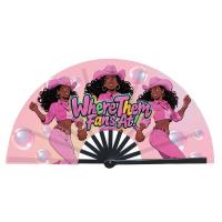 China Eco-Friendly Painted Portable Hand Fan with Customized Designs and Bamboo Material for sale