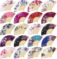 China Wholesale Eco-Friendly 21*38cm Custom Logo Printed Bamboo Folding Hand Fan for Wedding Favors for sale