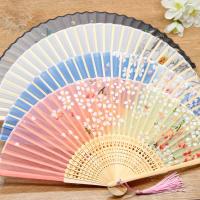 China 21cm Foldable Bamboo Hand Held Fan with OEM Logo Customization for Gifts and Events for sale