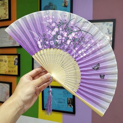 China Wholesale Custom Printed Logo 21CM Bamboo Hand Held Fan Folding Hand Fan for Gifts & Events for sale
