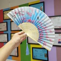 China Wholesale Custom Printed Logo 21CM Bamboo Hand Held Fan Folding Hand Fan for Gifts & Events for sale