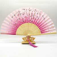China DIY White Bamboo Folding Fan 21cm Handheld Fan for Wedding Party and Home Decoration for sale