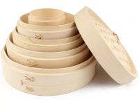 China Custom Dim Sum Bamboo Steamers , Two Tier Bamboo Steamer Kitchen for sale