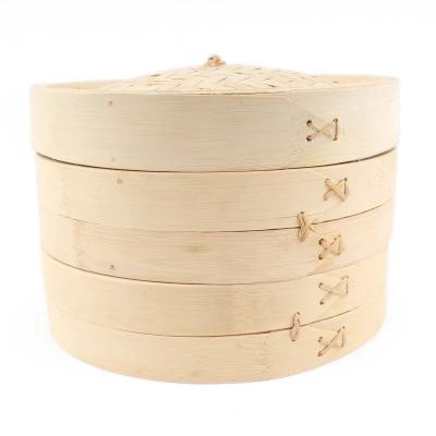 China Customized Logo Acceptable Bamboo Steamer Basket Food Grade Food Dumplings Steamers for sale
