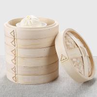 China 6 Inch Basket Dim Sum Bamboo Steamers With Lid 2 Tiers for sale