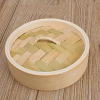China 2 Tier Customized Size Dim Sum Bamboo Steamers Set Basket 10 Inch for sale