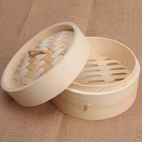 China 2 Tier Customized Size Dim Sum Bamboo Steamers Set Basket 10 Inch for sale