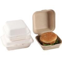 China 100% Natural Bagasse Clamshell Take Out Food Containers Disposable Compostable for sale