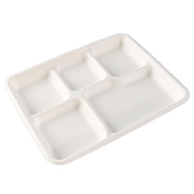 China Bagasse Sugar Cane Fiber Compostable Paper Plate With Dividers for sale