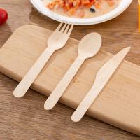 China Premium 160mm Biodegradable Eco-Friendly Disposable Cutlery Customized Wooden Utensils Set of Forks Spoons Knives for sale